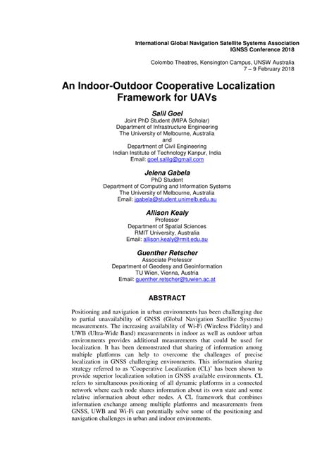 pdf an indoor outdoor cooperative localization framework for uavs