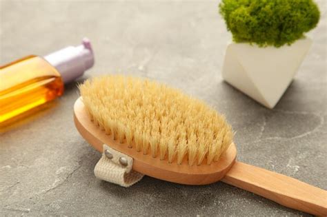 Premium Photo Set Of Home Spa Cosmetic Products Dry Brush And Organic