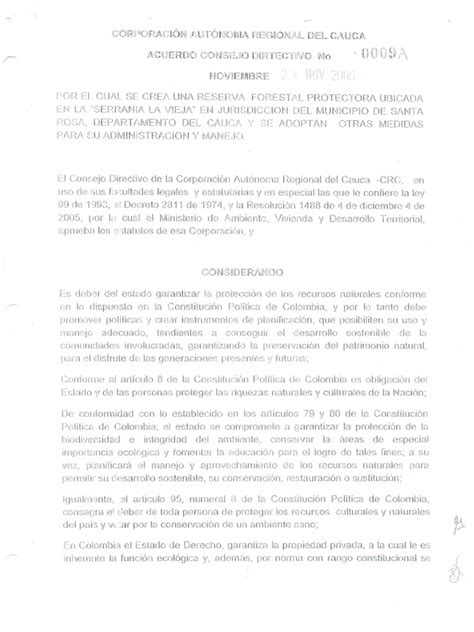 Serrania La Vieja Acuerdo Del Consejo Directivo Pdf