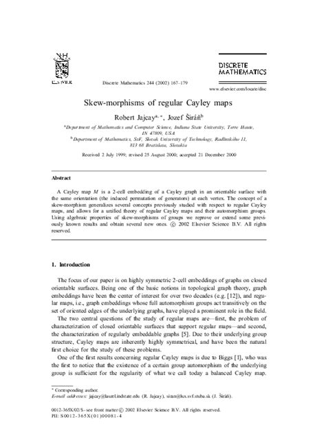 Pdf Skew Morphisms Of Regular Cayley Maps