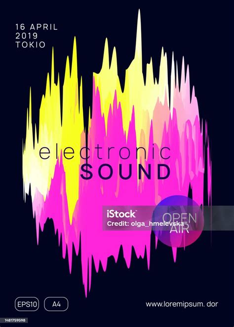 댄스 배너 웨이브 네온 포스터 잡지 벡터에 대한 그라데이션 배경입니다 초대를위한 멋진 예술 트랜스 및 쇼 레이아웃 핑크와 옐로우