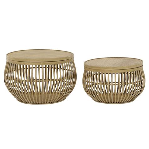 Ensemble de tables d appoint en rotin et bambou Ø x cm Qechic