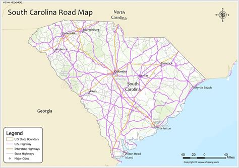 Interstate Road Map Of South Carolina