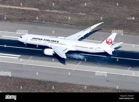Japan Airlines Boeing 787 9 Dreamliner Airplane Landing At Airport