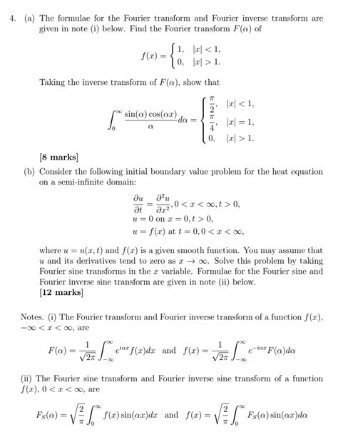 Solved 4 A The Formulae For The Fourier Transform And