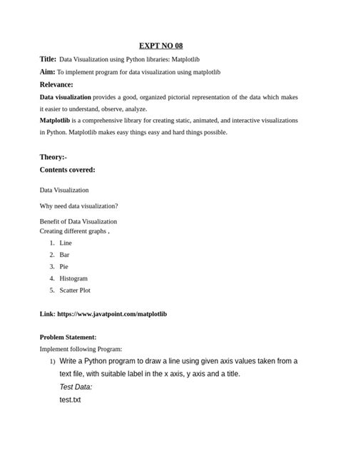 Exp 8 Data Visulization Matplotlib Pdf Python Programming Language Programming Language