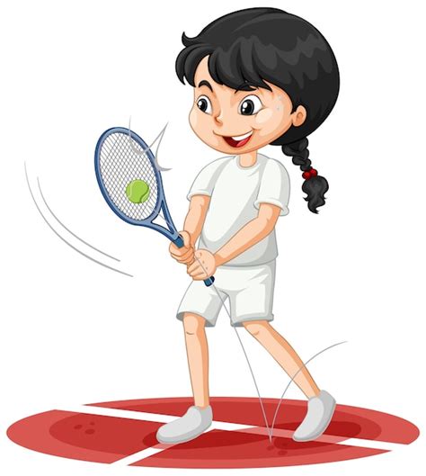 Free Vector Cute Girl Playing Tennis Cartoon Character Isolated