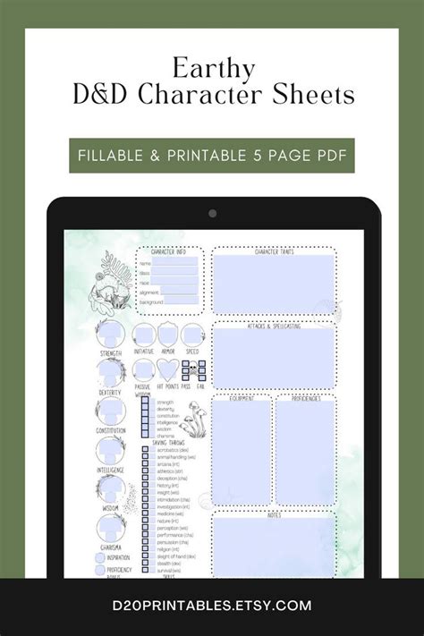 Earthy Druid Fillable Dnd Character Sheets Printable Dungeons Dragons My Xxx Hot Girl