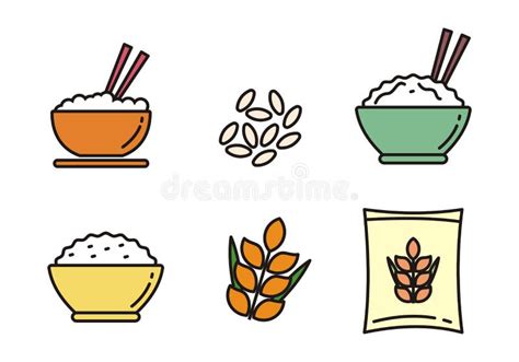 Fije Del Ejemplo Del Vector Del Arroz Fije De Iconos Del Arroz Con La