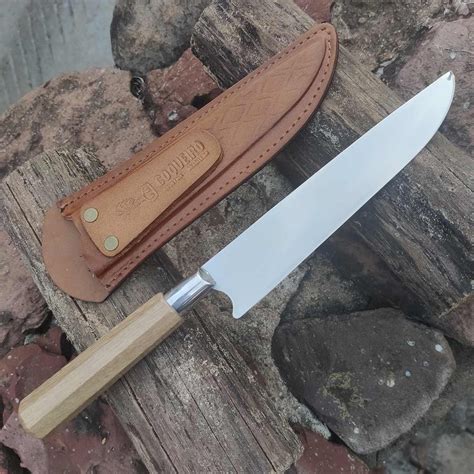 Faca Coqueiro Deitado Original Artesanal 7 Polegadas Para Churrasco Aço Inox 420c Madeiramadeira