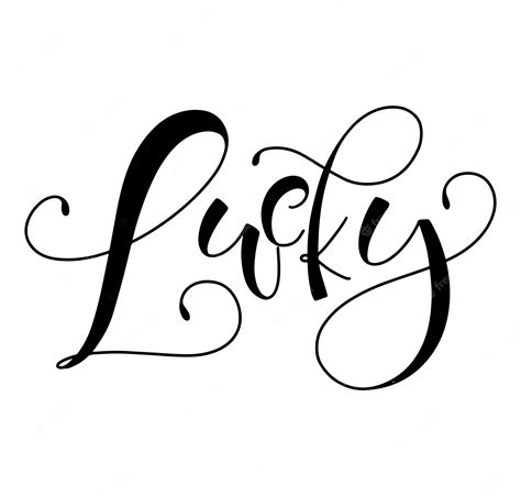 Premium Vector Lucky Hand Written Calligraphy Isolated On White