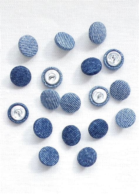 Handmade Denim Buttons Fabric Covered Buttons For Sewing For Upholstery