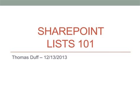 Sharepoint Lists 101 Pdf