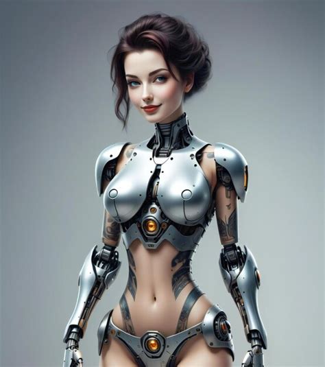 Premium Photo Beautiful Young Woman With Futuristic Robot Body