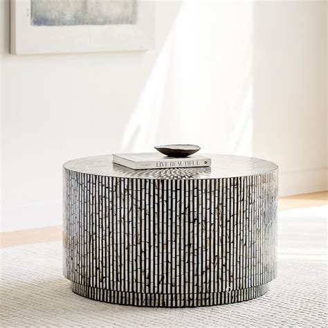 Bali Shell Inlay Cocktail Table Shell Inlay Round Coffee Table