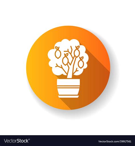 Miniature Lemon Tree Orange Flat Design Long Vector Image