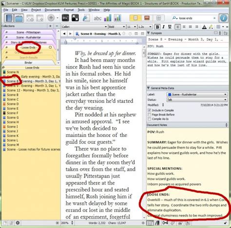 Using Scrivener To Track Loose Ends HollowLands