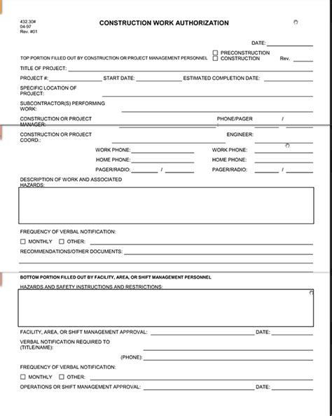 Contractor Work Authorization Template