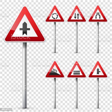 도 표지판 컬렉션 흰색 배경에 고립입니다 도 교통 제어입니다 레인 사용입니다 중지 하 고 항복 규제 표지판 개체 그룹에 대한 스톡 벡터 아트 및 기타 이미지 Istock