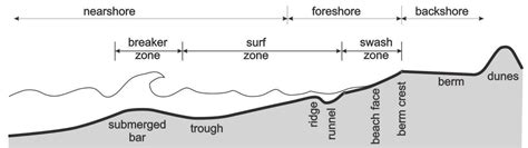 Transverse View Of The Three Main Zones Of A Beach