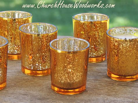 Gold And Silver Mercury Glass Votive Holders Wedding Glass Candle Holders