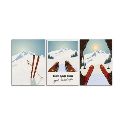 Sports Dhiver Ski Art Impression Affiche Toile Peinture Voyage Vintage