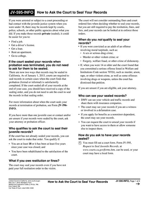 Jv 595 Info How To Ask The Court To Seal Your Records Courts Ca Fill