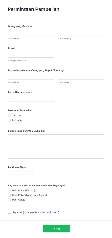 Formulir Permintaan Pembelian Template Formulir Jotform
