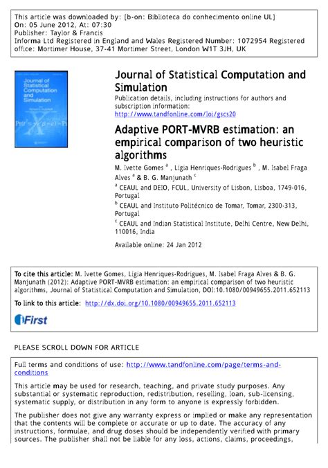 Pdf Adaptive Portmvrb Estimation An Empirical Comparison Of Two Heuristic Algorithms