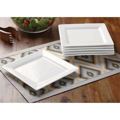Better Homes And Gardens Square Porcelain Salad Plates White Set Of 6