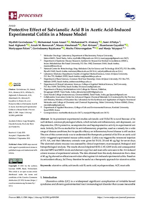 Pdf Protective Effect Of Salvianolic Acid B In Acetic Acid Induced