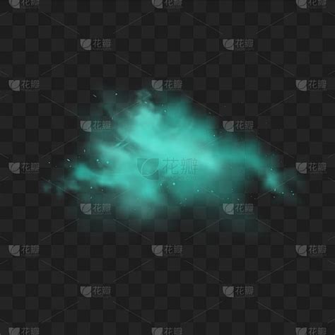 蓝色烟雾孤立在黑暗透明的背景。逼真的蓝色魔法雾云，化学有毒气体，蒸汽波。现实的矢量图素材 花瓣网