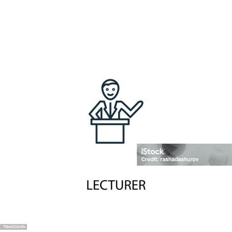 강사 컨셉 라인 아이콘입니다 간단한 요소 그림입니다 강사 개념 개요 기호 디자인 웹 및 모바일 Ui Ux에 사용할 수 있습니다 검은색에 대한 스톡 벡터 아트 및 기타 이미지