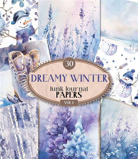 Winter Junk Journal Paper Kit Winter Wonderland Junk Journal Kit Winter