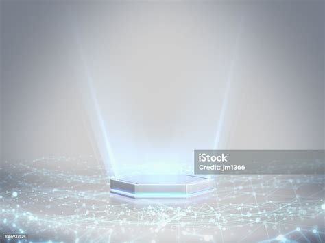 디스플레이 디자인 빈 제품 스탠드 빛 광선에 대 한 플랫폼에 대 한 받침대 미래 Background3d 렌더링 테크놀로지에 대한