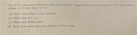 solved 7 let r be a ring that contains at least two