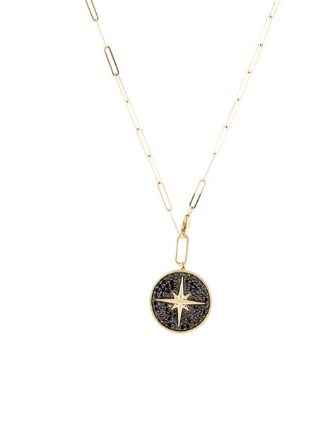 Necklace 14k 127ctw Diamond Compass Pendant Necklace 14k Yellow Gold