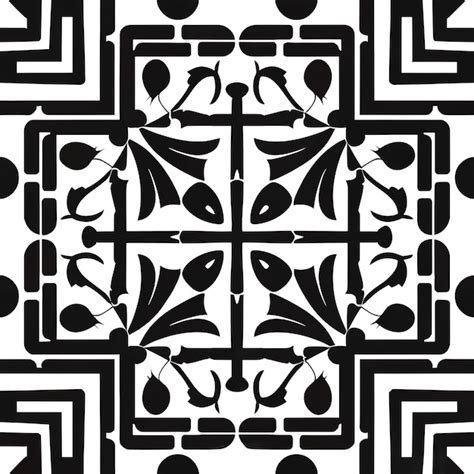 A Black And White Geometric Design With A Black And White Pattern