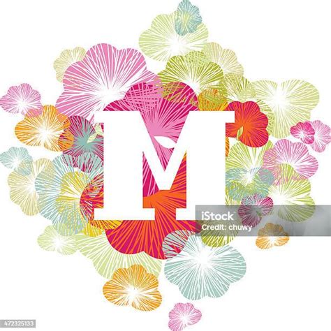 M 자리 알파벳 초기군 대문자 플로럴 꽃무늬에 대한 스톡 벡터 아트 및 기타 이미지 꽃무늬 다중 색상 대문자 Istock