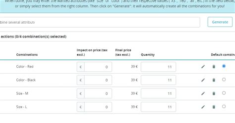 Product Combinations General Topics Prestashop Forums