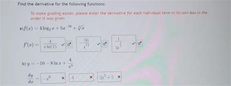 Solved Find The Derivative For The Following Functions To Chegg