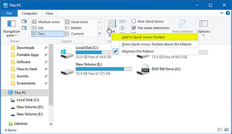 How To Customize File Explorers Quick Access Toolbar In Windows 10