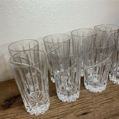 Read 8 Mikasa Uptown Crystal Highball Drinking Glasses Dinner Vintage