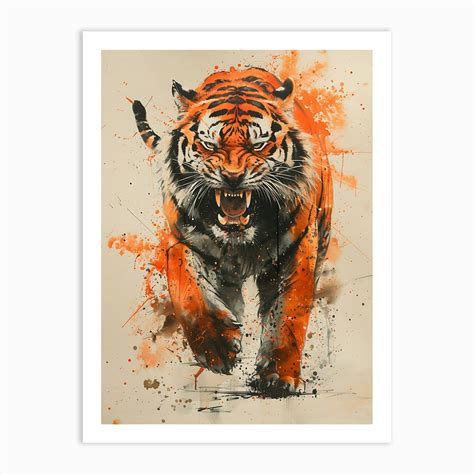 Badass Angry Tiger Ink Painting 13 Art Print By Bestart Fy