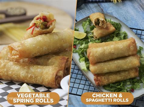 Spring Rolls 2 Ways Vegetable And Chicken Spaghetti Food Fusion