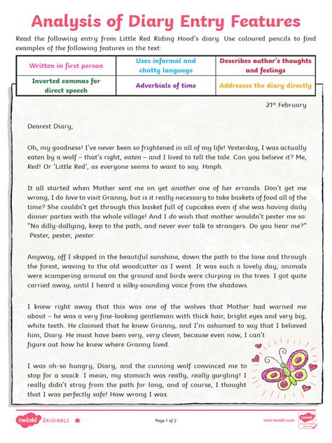 features of a diary entry analysis pdf