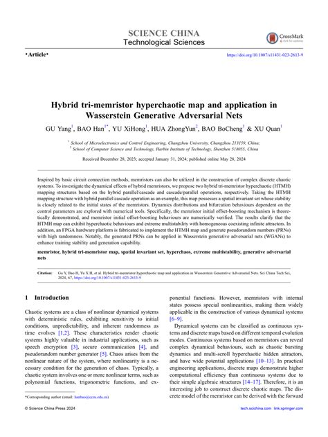 Pdf Hybrid Tri Memristor Hyperchaotic Map And Application In Wasserstein Generative