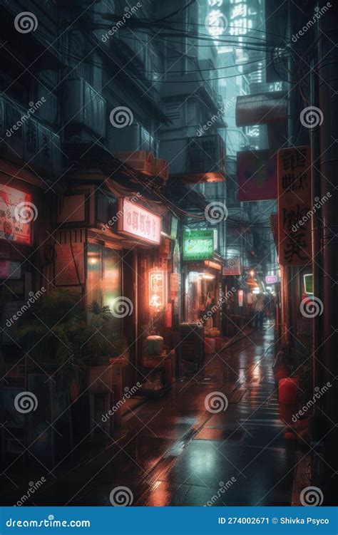 A Cyberpunk Tokyo City View Generative Ai Stock Illustration