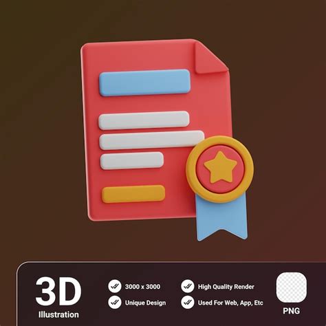 Premium PSD Mentoring And Training Object Certificate 3d Illustration
