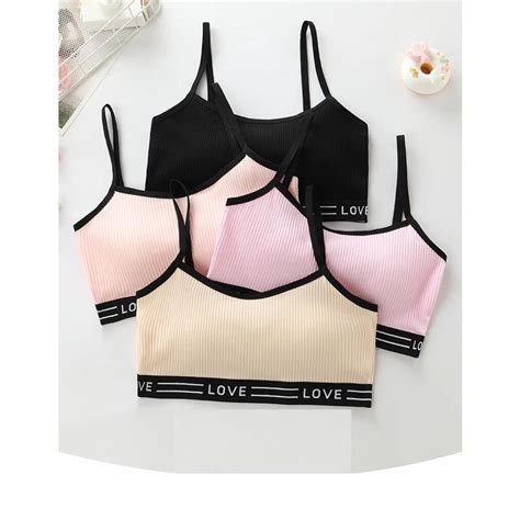 ⚕womens Tube Tops Brassiere Teen Girl Sports Bra Letters Love Teenage